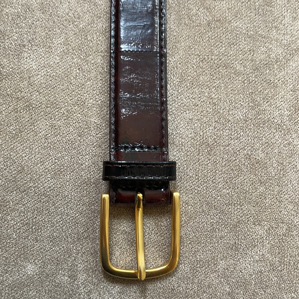Mens Bachrach 40” Genuine Eels Skin Shiny Dark Brown … - Gem
